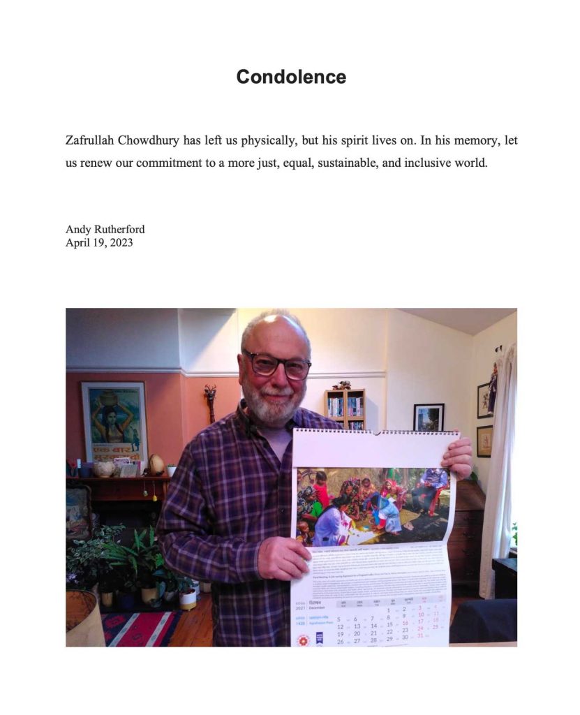 Condolenses - Gonoshasthaya Kendra
